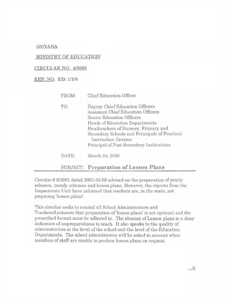 Circular - Preparation of Lesson Plans PDF | Download Free PDF | Lesson ...