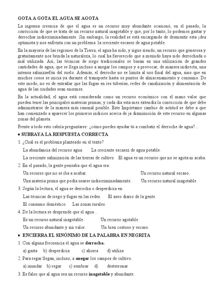 Gota a Gota: La Escasez de Agua | PDF | Riego | Agua