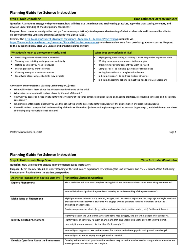 Science Instruction Planning Guide | PDF | Further Education