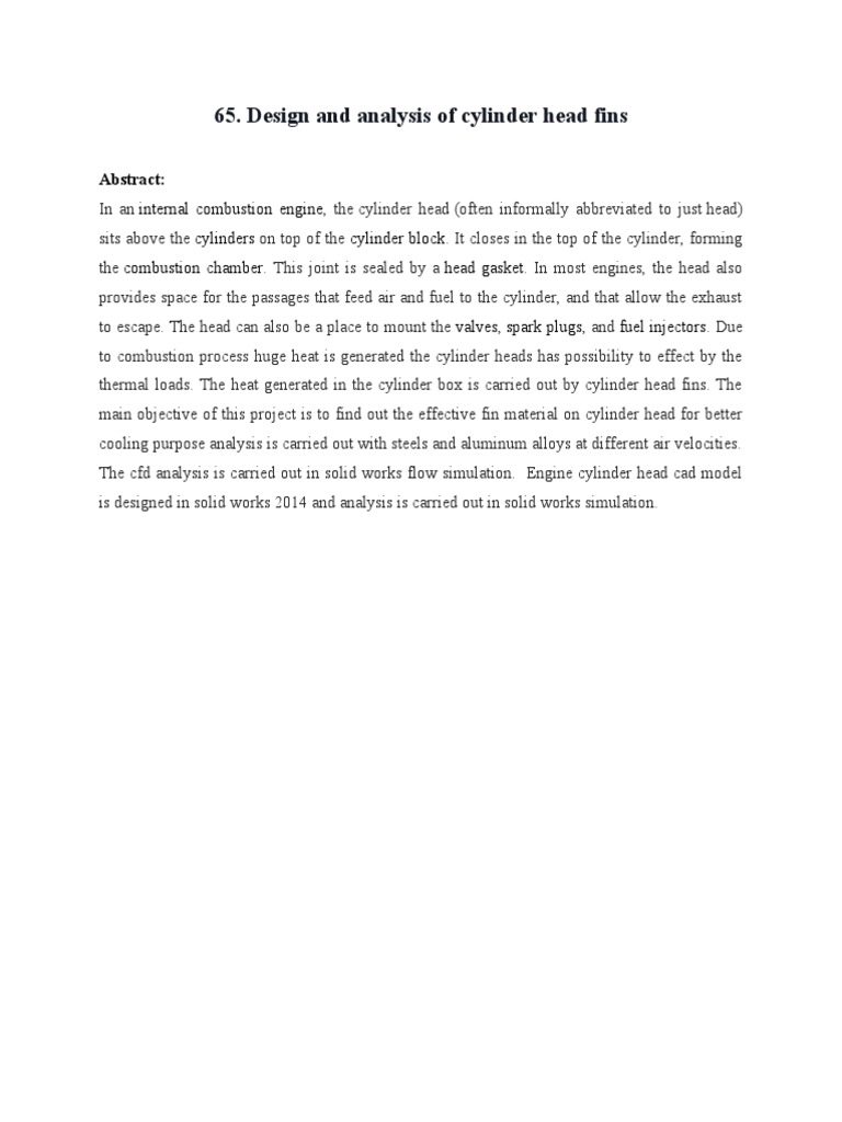 Design and Analysis of Cylinder Head Fins | PDF