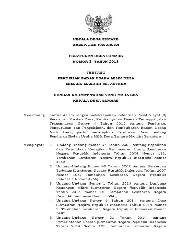 Perdes BUMDesa-1 | PDF