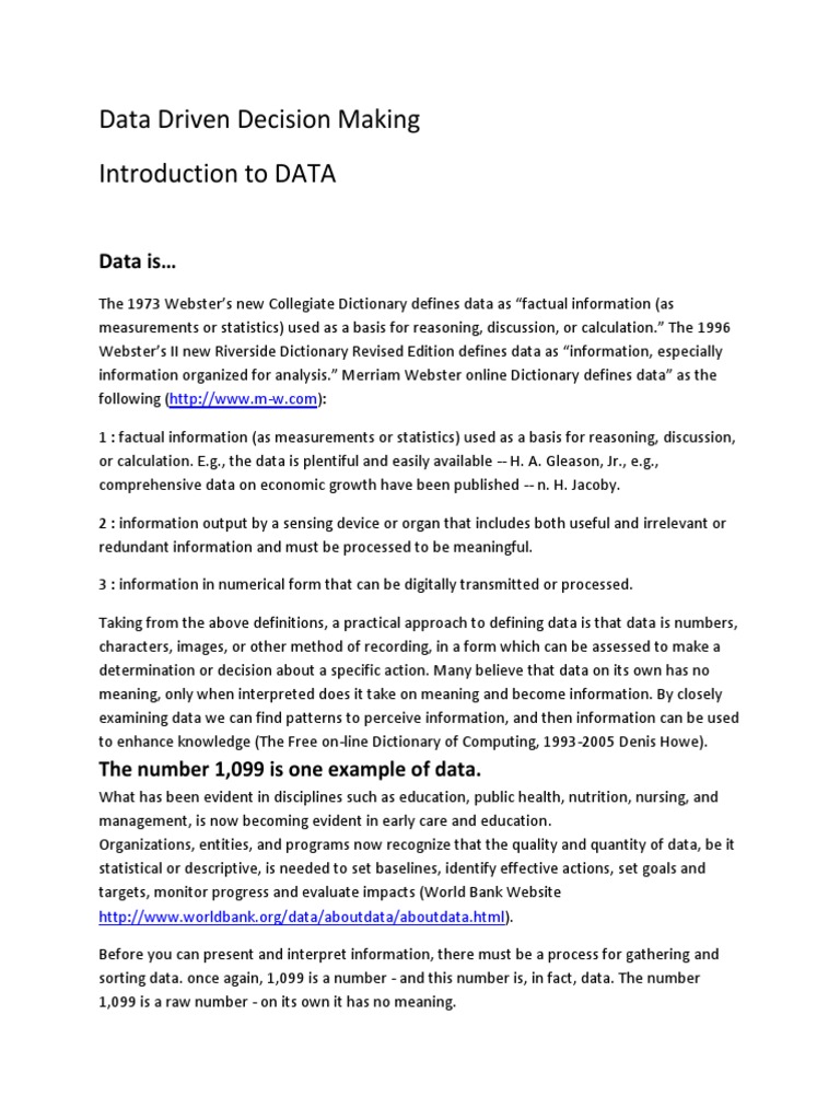 DDDM Introduction To Data | PDF
