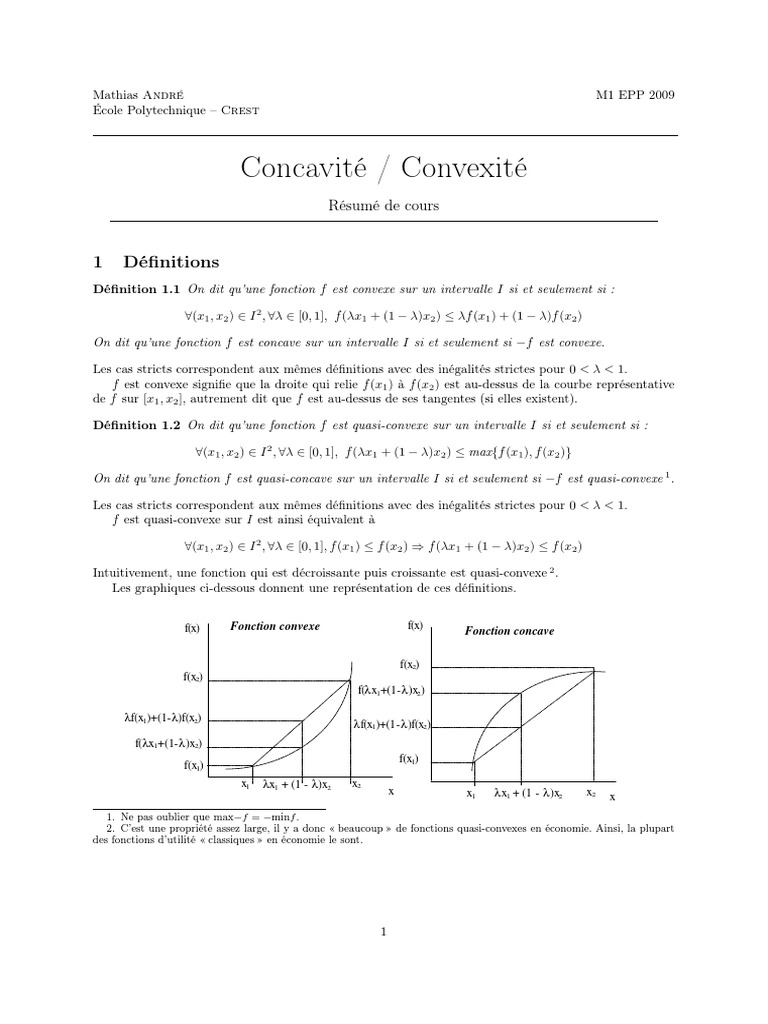 Convexité et quasi-convexité des fonctions | PDF | Fonction monotone ...