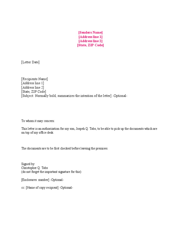 Authorization Letter Sample 01 | PDF