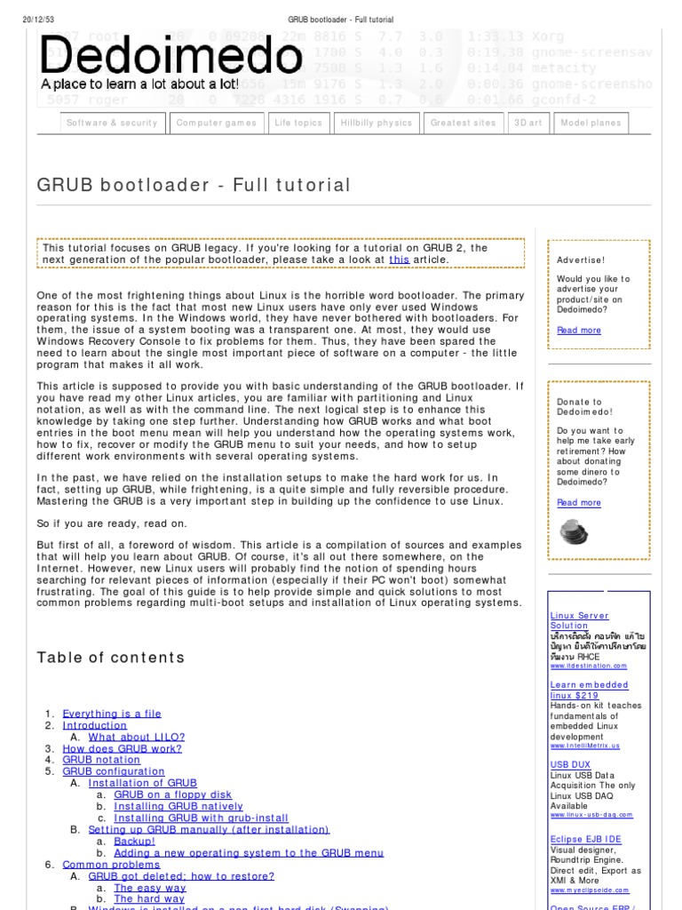 GRUB Bootloader - Full Tutorial | PDF | Booting | Microcomputers