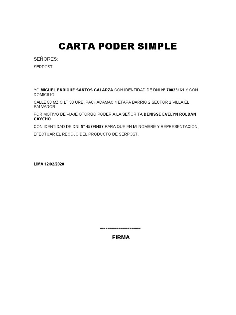 Carta Poder Simple | PDF