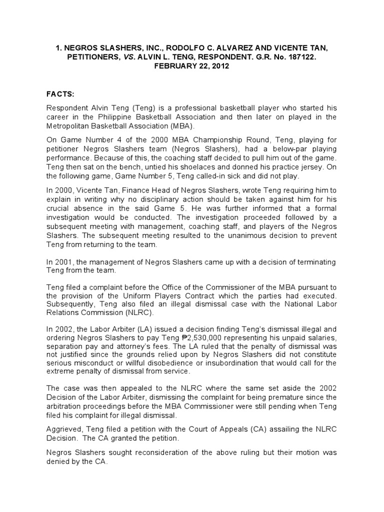 Negros Slashers Inc. v. Teng | PDF | Justice | Crime & Violence