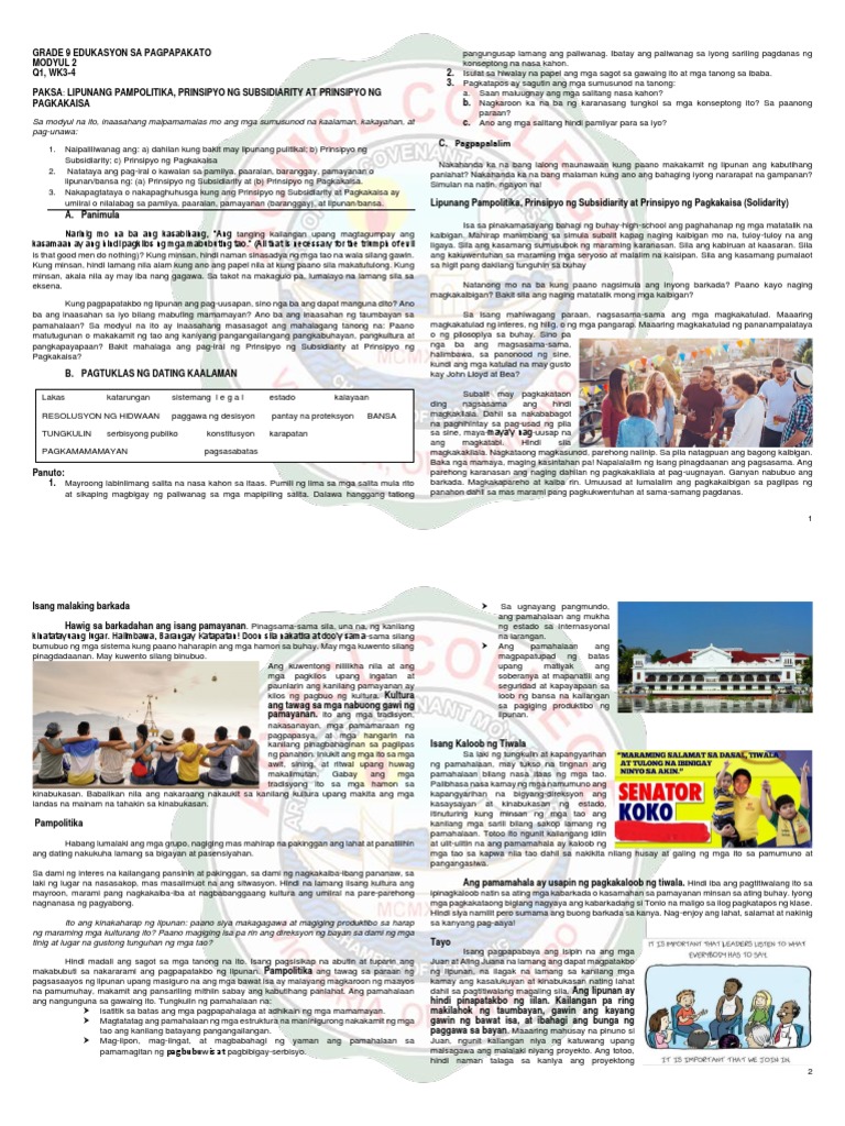 LEARNING MODULE - ESP 9 - MODULE 2 - Q1 - WK3 To WK4 OK | PDF