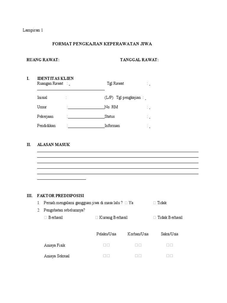 Format Pengkajian Keperawatan Jiwa | PDF