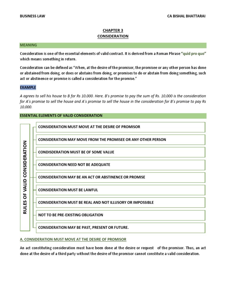 Unit II - Consideration | PDF | Consideration | Contract Law