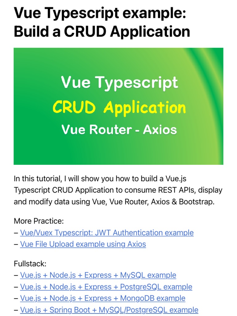 Vue Typescript Example: Build A CRUD Application - BezKoder | PDF | Hypertext Transfer Protocol ...