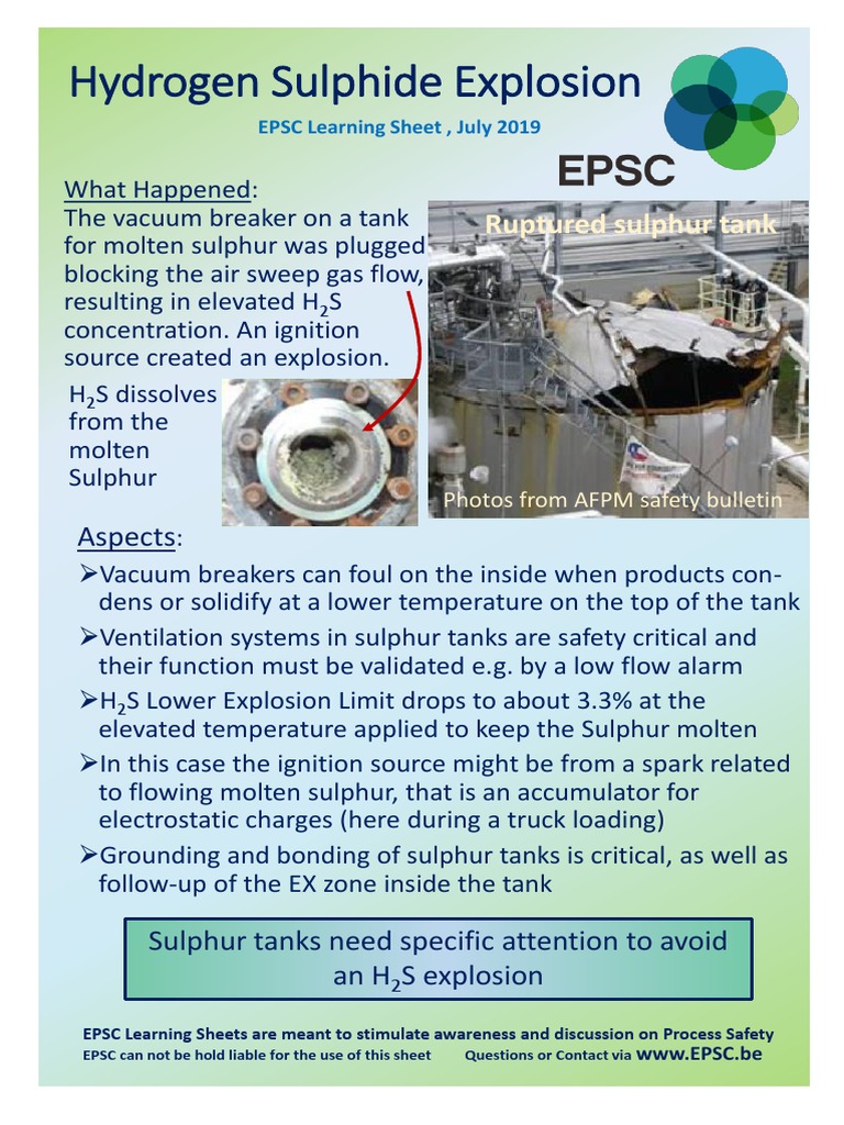 EPSC Learning Sheet - H2S Explosion | PDF | Technology & Engineering