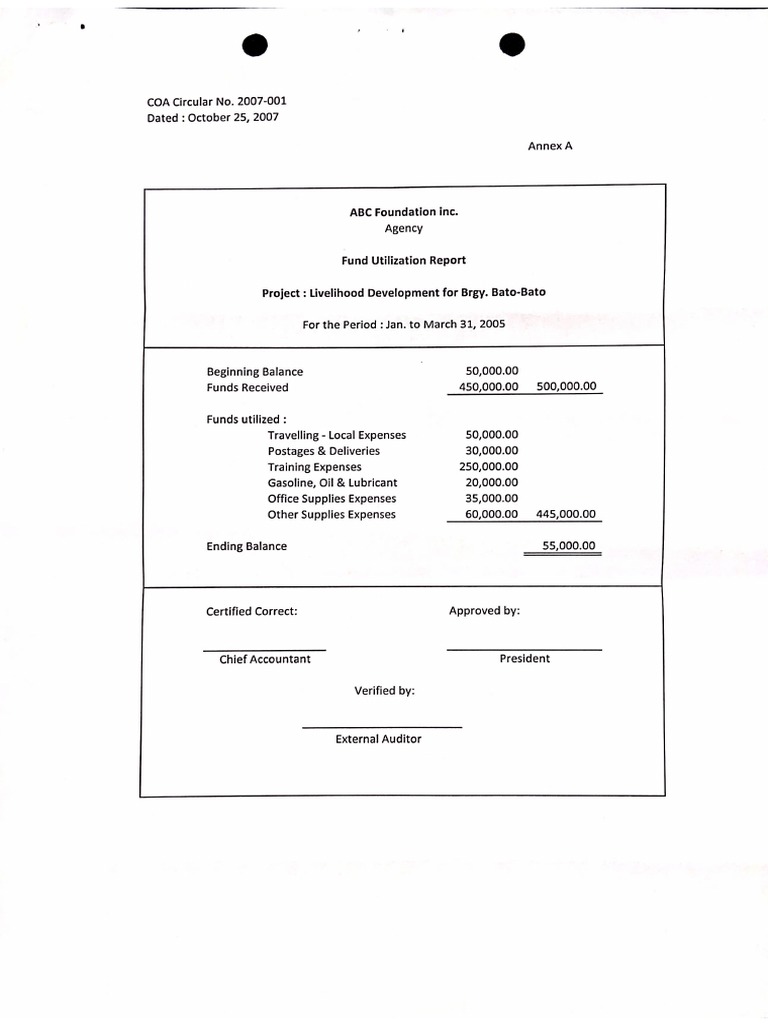 Fund Utilization Report Sample Pdf