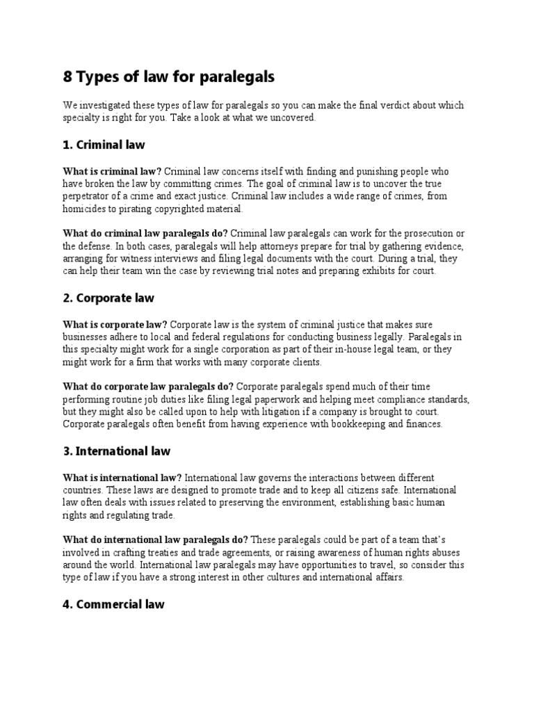 8 Law Types for Paralegals Explained | PDF | Intellectual Property ...