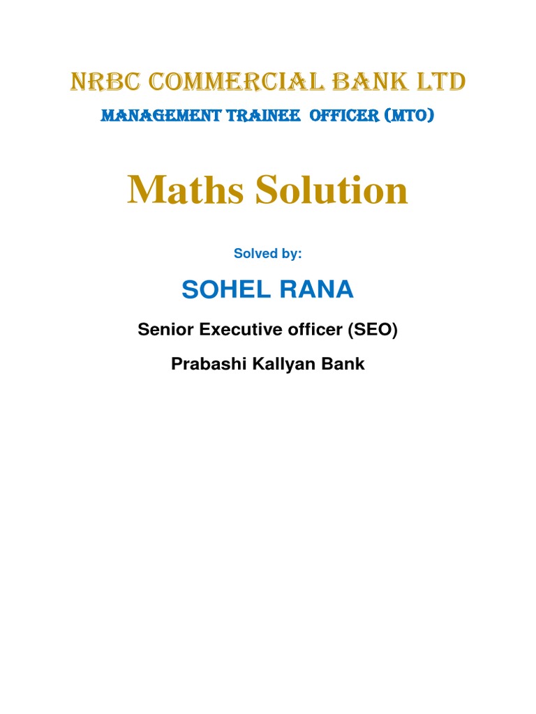 Maths Solution: NRBC Commercial BANK LTD | PDF | Rectangle | Area