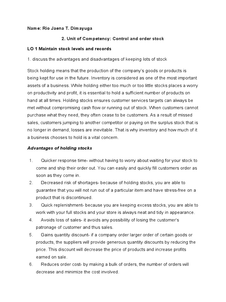 Stock Control and Ordering Essentials | PDF | Inventory | Stocks