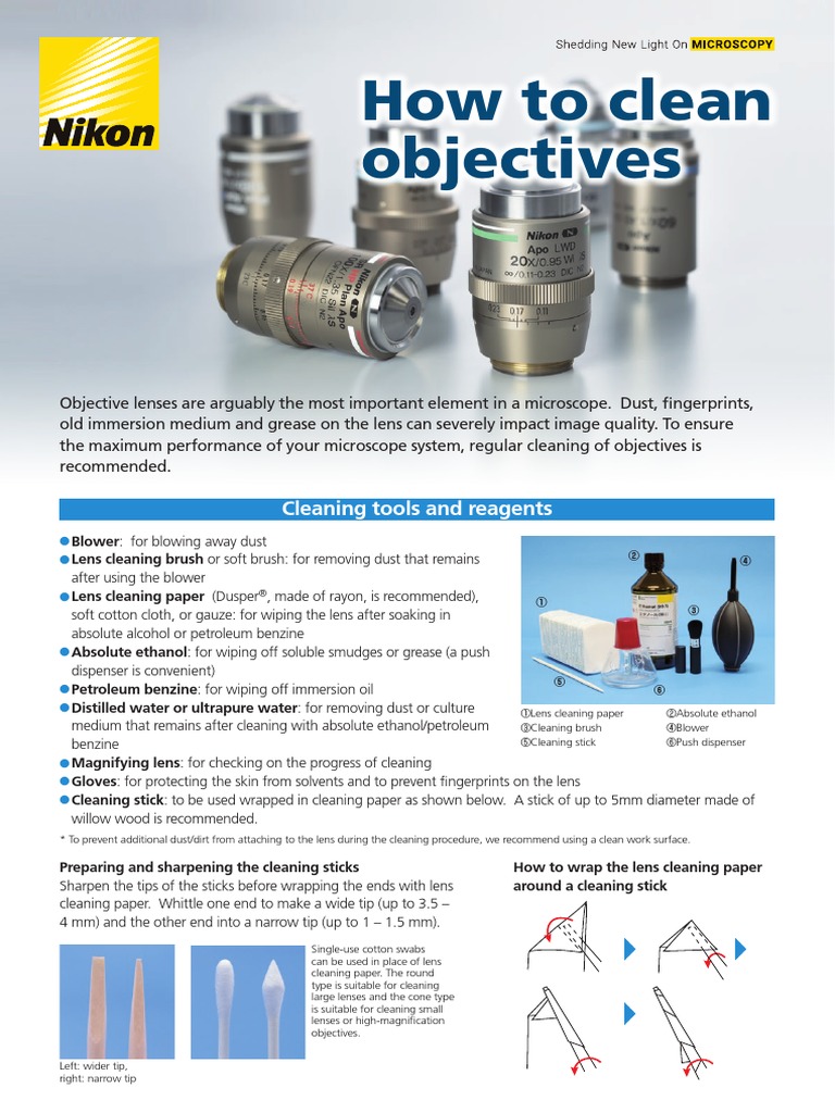 How To Clean Objectives: Cleaning Tools and Reagents | PDF | Ethanol ...