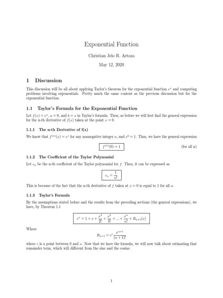 The Exponential Function | PDF | Exponential Function | Function ...