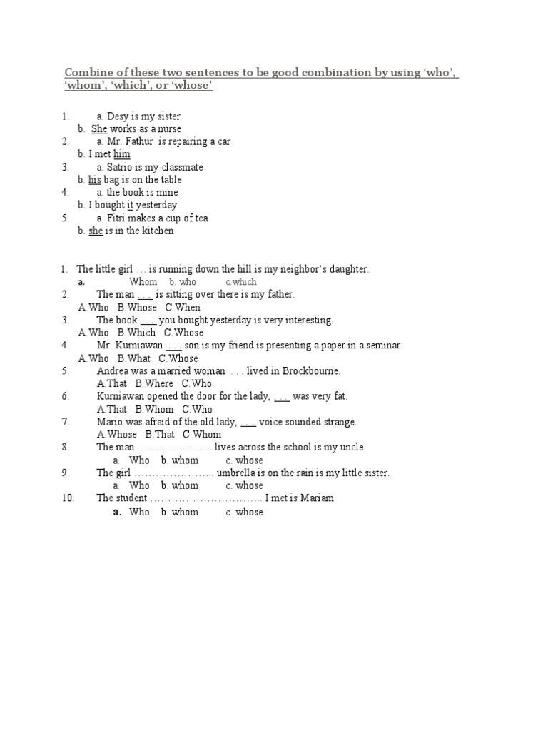 Exercise Adjective Clause | PDF