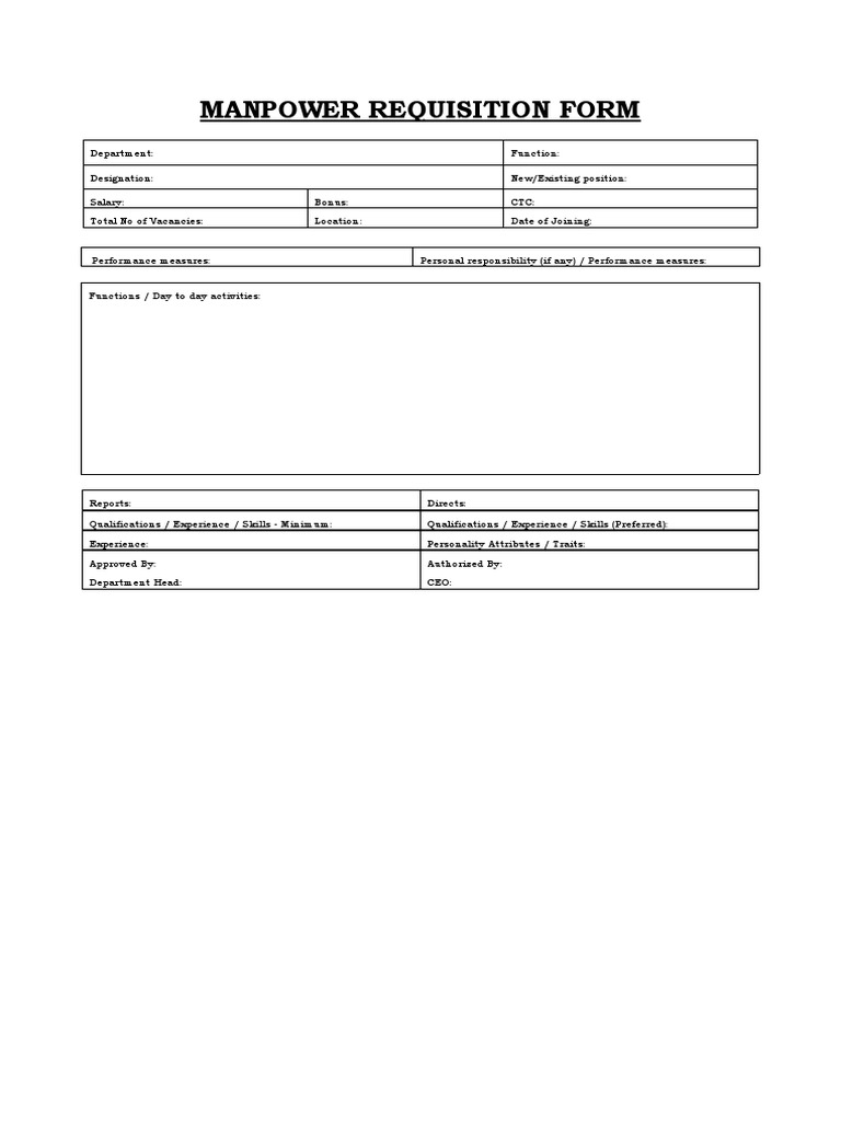 Manpower Requisition | PDF