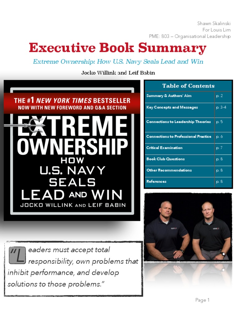 Extreme Ownership Executive Summary | PDF | Leadership | Teachers