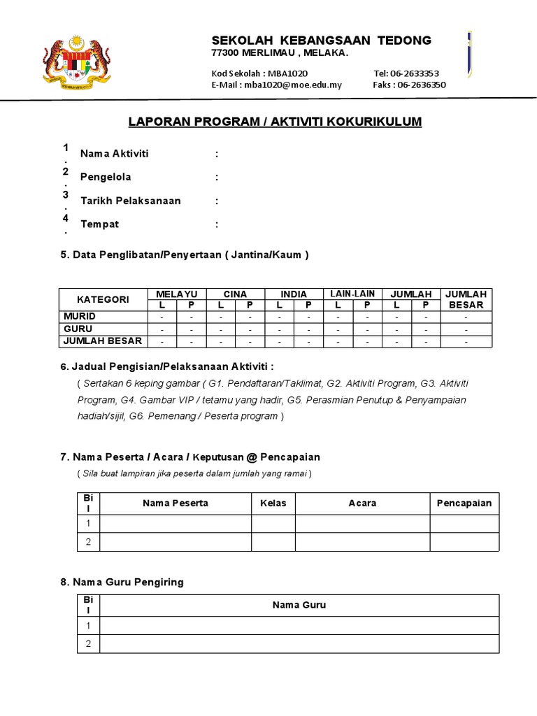 Borang Laporan Aktiviti | PDF