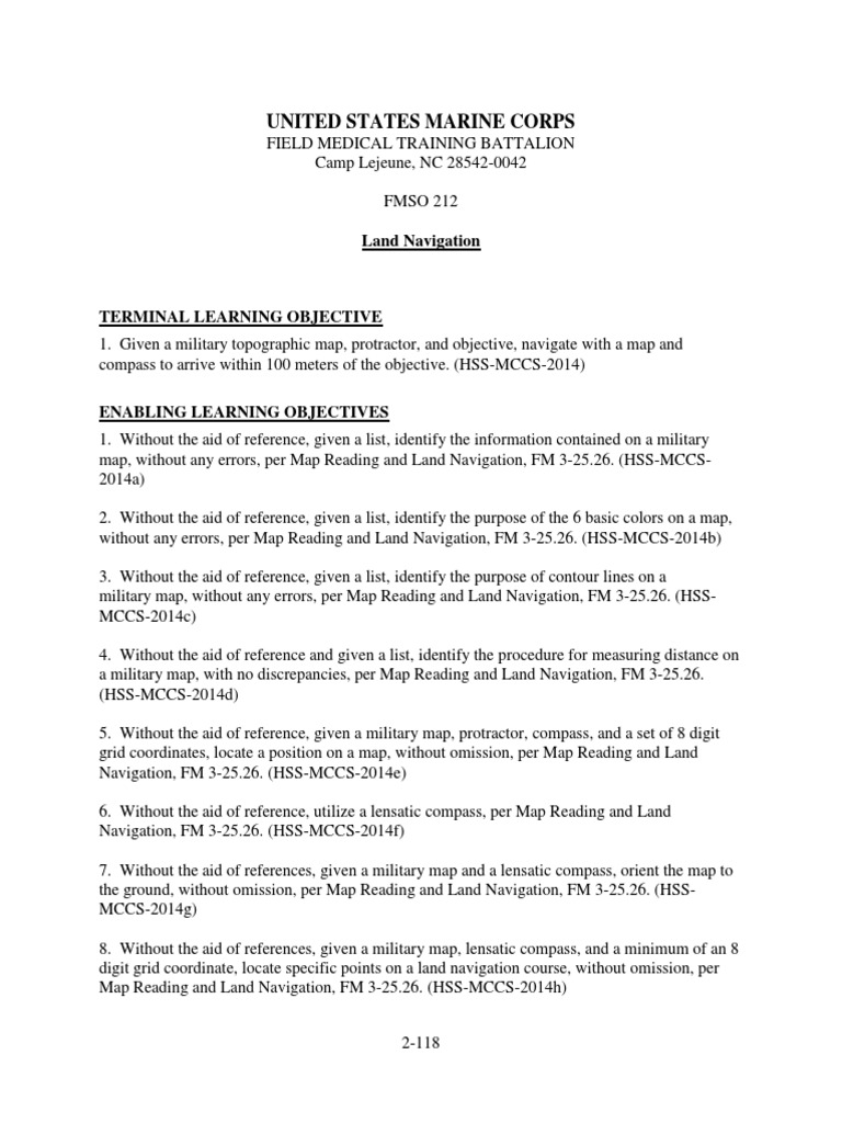 United States Marine Corps: Land Navigation | PDF | Compass | Contour Line