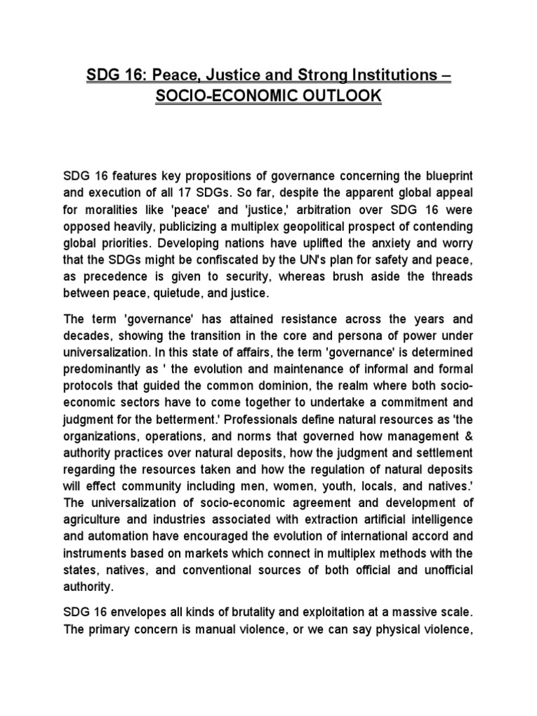 SDG 16: Peace, Justice and Strong Institutions - Socio-Economic Outlook ...