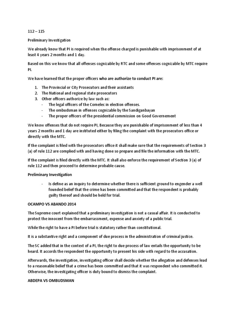 Preliminary Investigation | PDF | Bail | Arrest