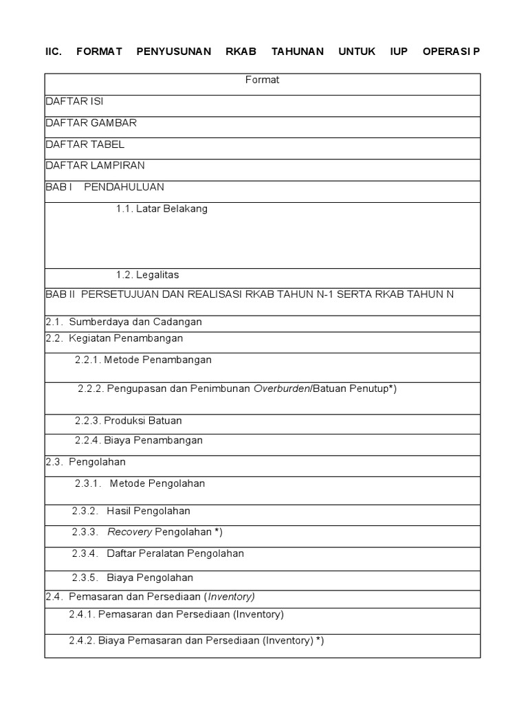 Format RKAB IUP OP Batuan | PDF