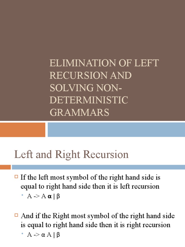 Elimination of Left Recursion and Solving Non-Deterministic Grammars | PDF