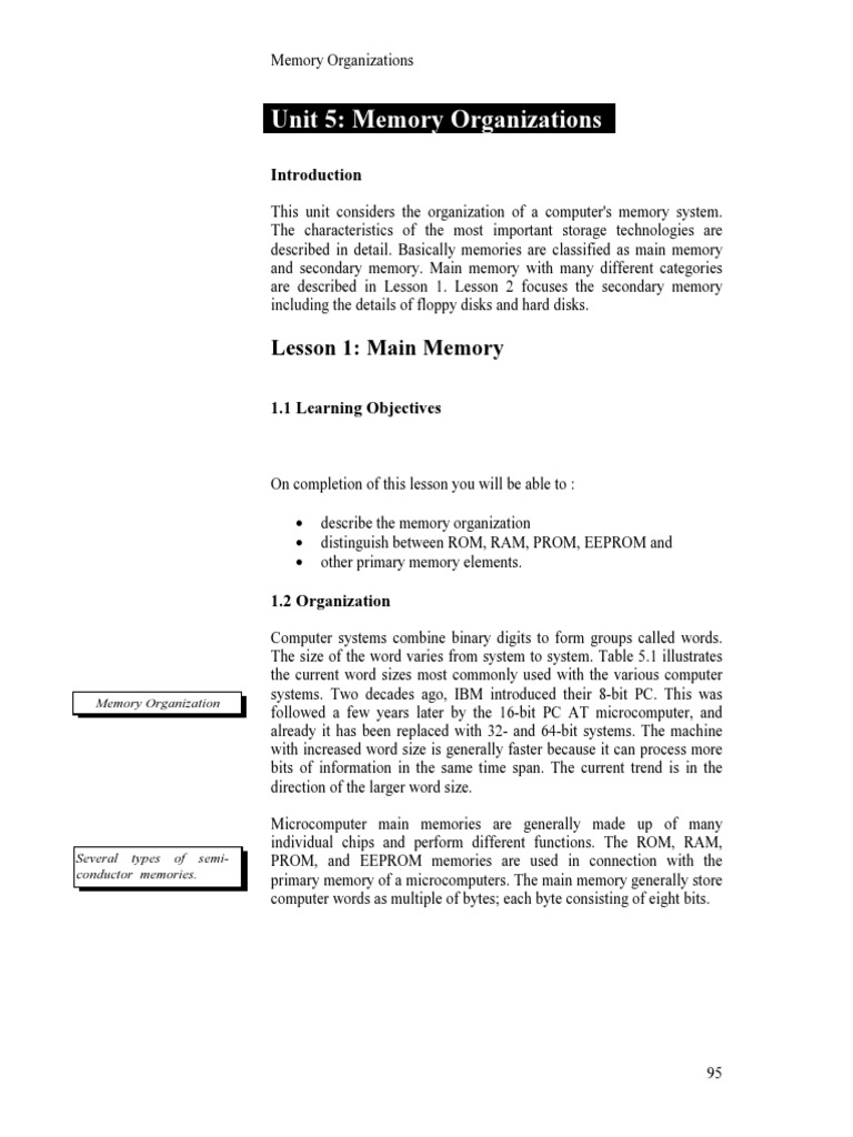 Unit 5: Memory Organizations | PDF | Floppy Disk | Computer Data Storage