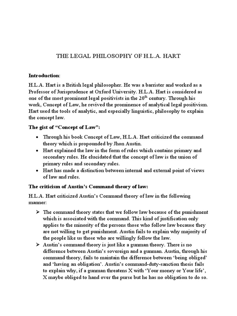 Hart Legal Philosophy | PDF | Jurisprudence | Social Institutions