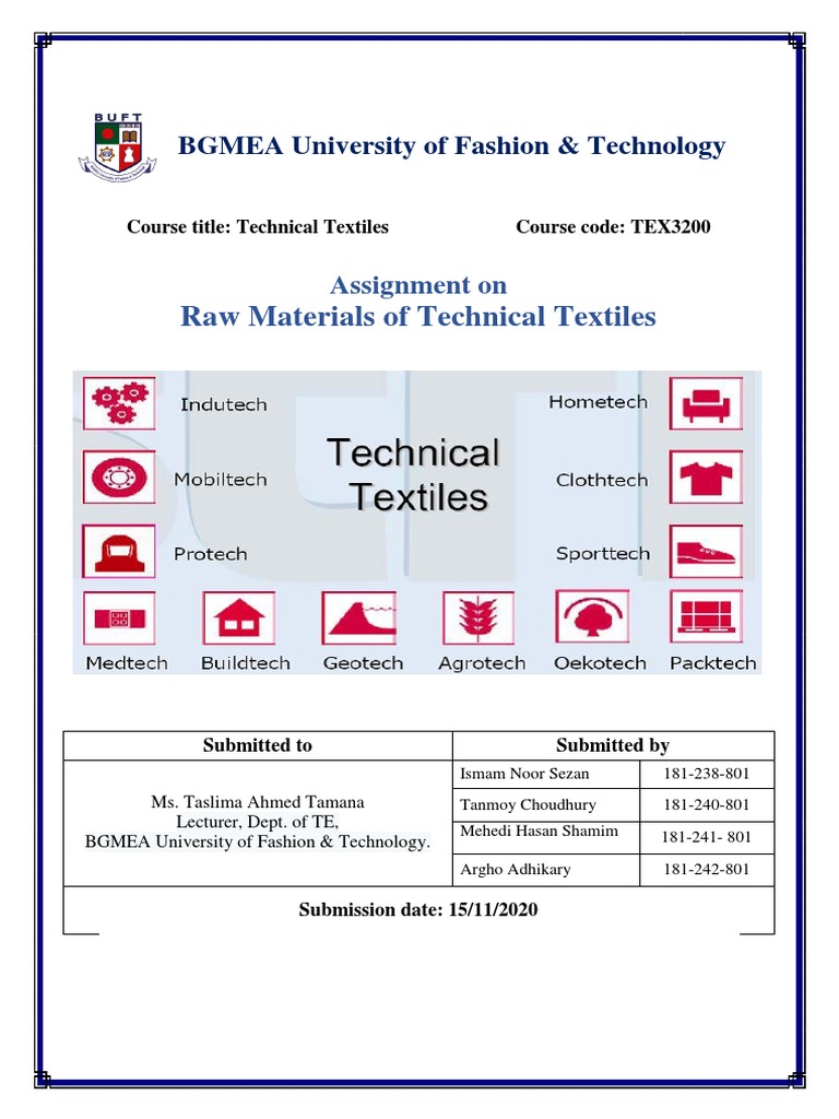 Raw Materials of Technical Textiles | PDF | Nonwoven Fabric | Yarn