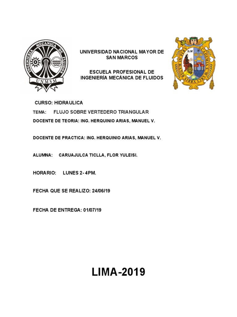 Vertedero Triangular | PDF | Descarga (hidrología) | Triángulo