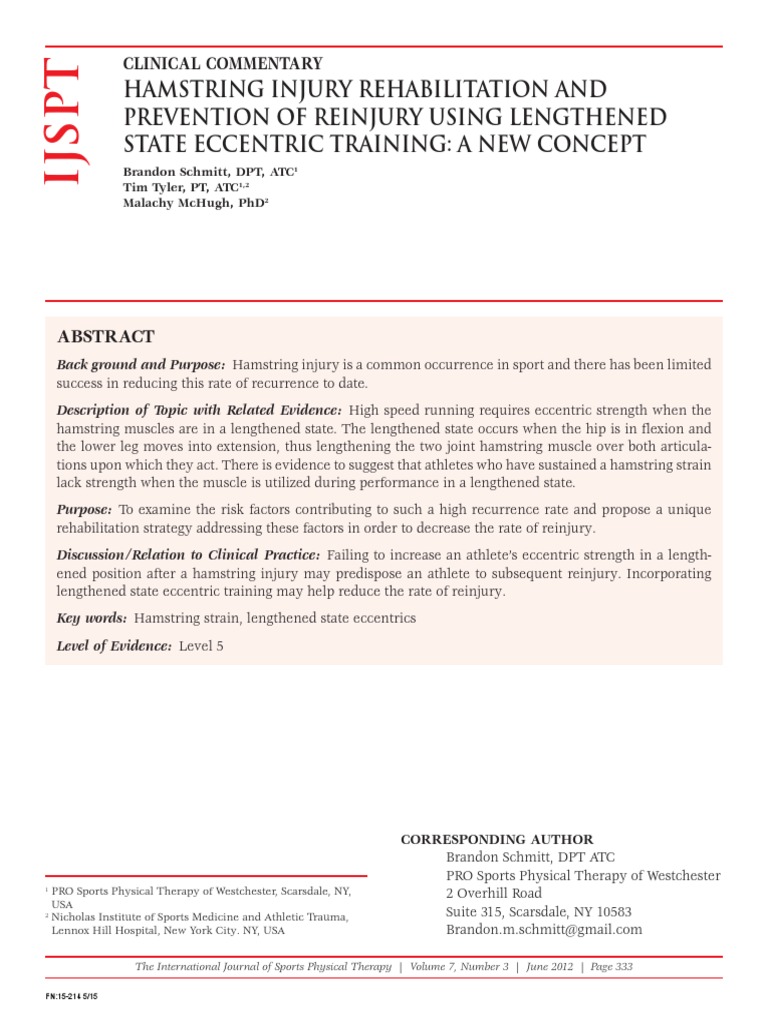 Protocol Hamstring Lengthened Eccentric Training 15214 PDF | PDF ...