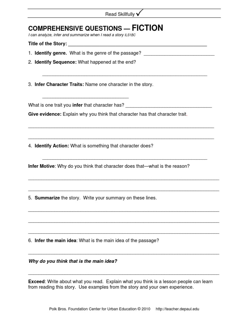 Fiction: Comprehensive Questions | PDF