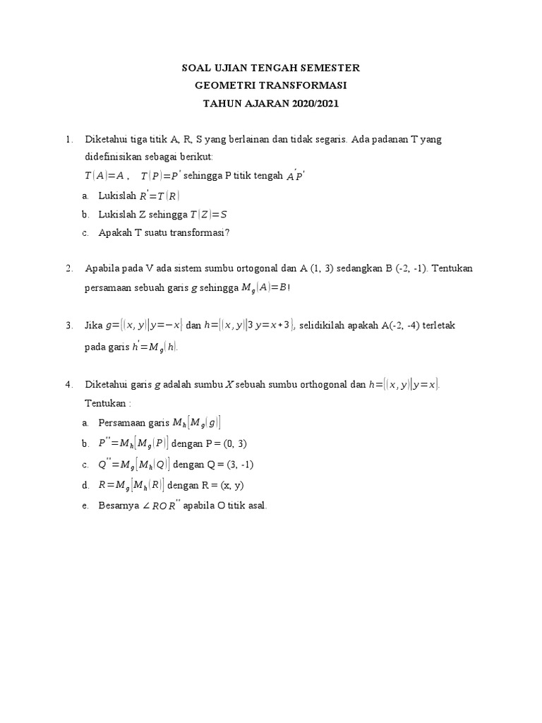 Soal UTS Geometri Transformasi | PDF