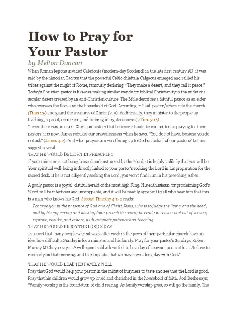 How To Pray For Your Pastor | PDF | Pastor | Shema Yisrael