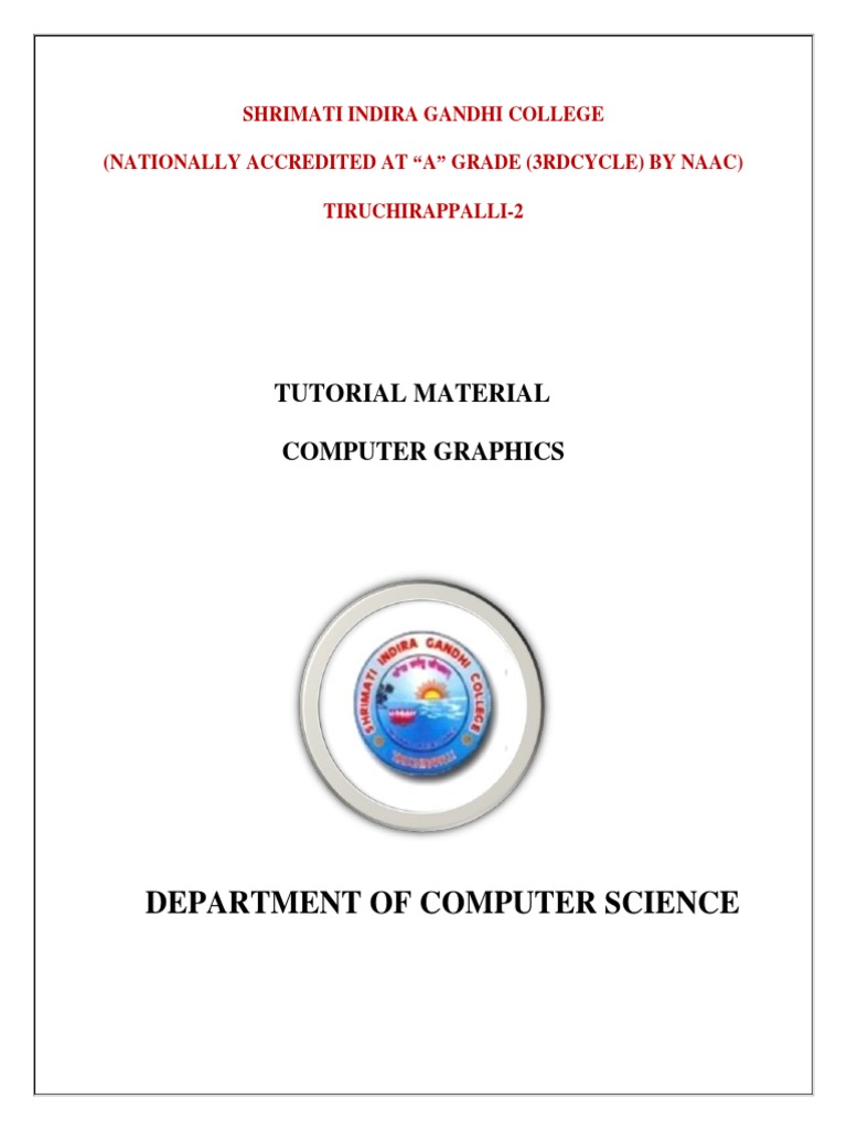 Department of Computer Science: Tutorial Material Computer Graphics ...