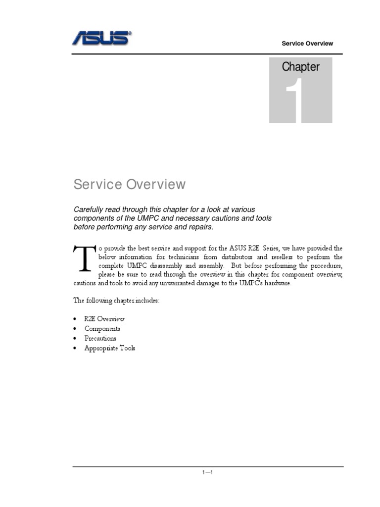 Comprehensive Guide to Servicing the ASUS R2E Series UMPC | PDF ...