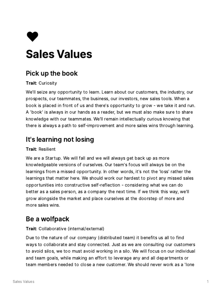 Sales Values: Pick Up The Book | PDF | Curiosity | Sales