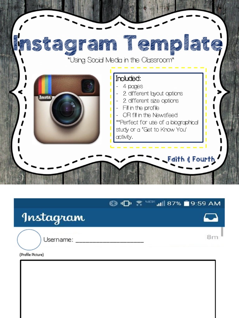 Instagram Template: Using Social Media in The Classroom Included | PDF