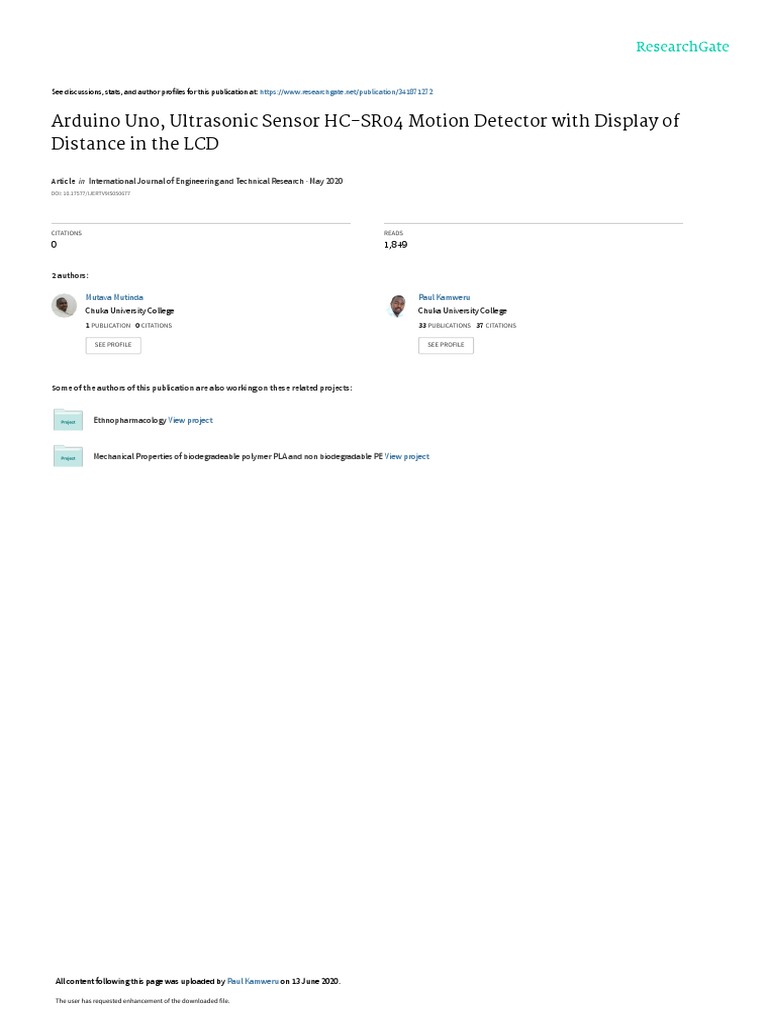 Arduino Uno Motion Detector with Distance Display | PDF | Arduino ...