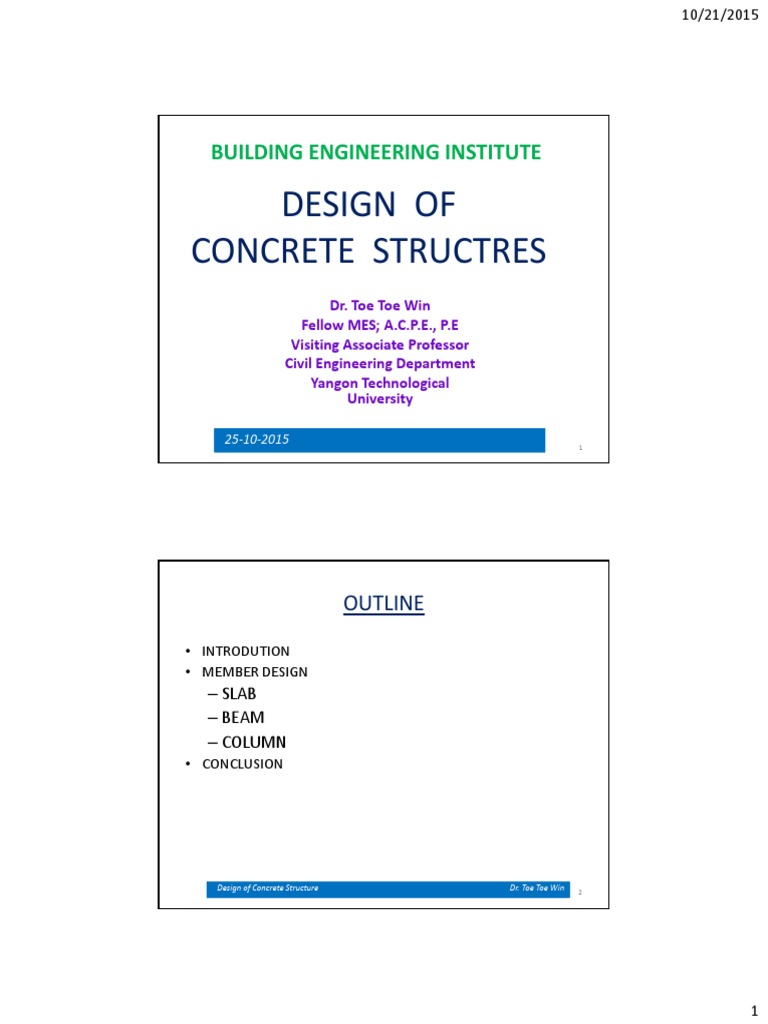 Concrete Structure Design Principles | PDF | Beam (Structure) | Column