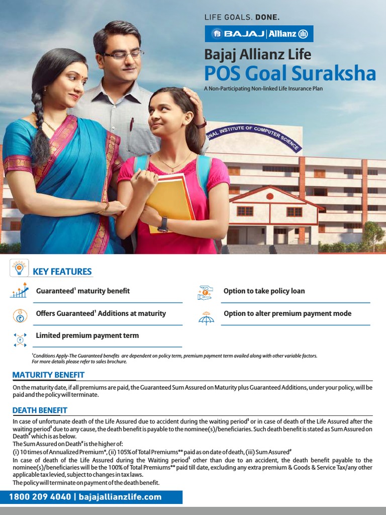 POS Goal Suraksha - Detailed Brouchre | PDF | Life Insurance | Insurance