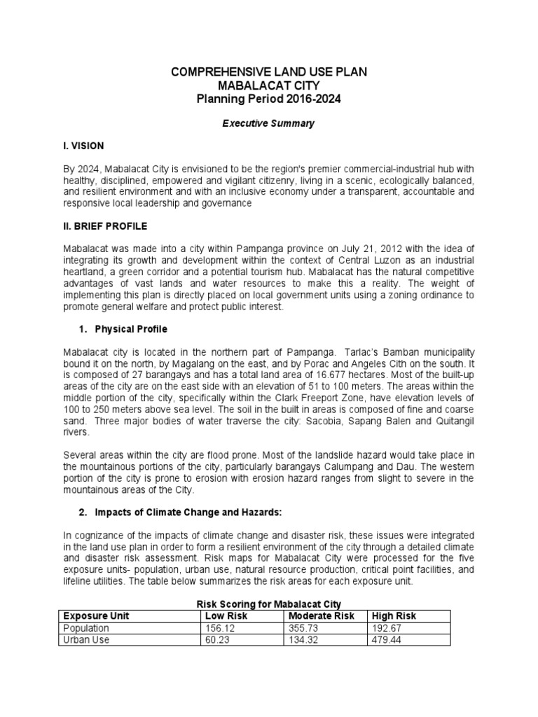 Comprehensive Land Use Plan Mabalacat City Planning Period 2016-2024 ...