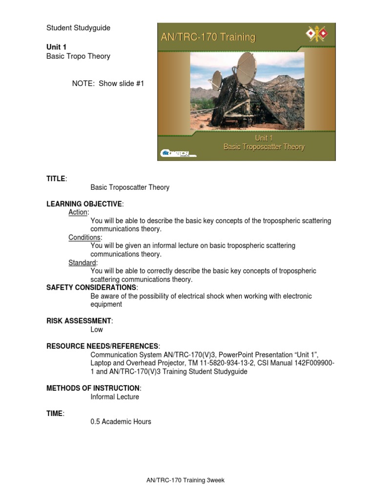 An/Trc - 170 Training | PDF | Microwave | Radio