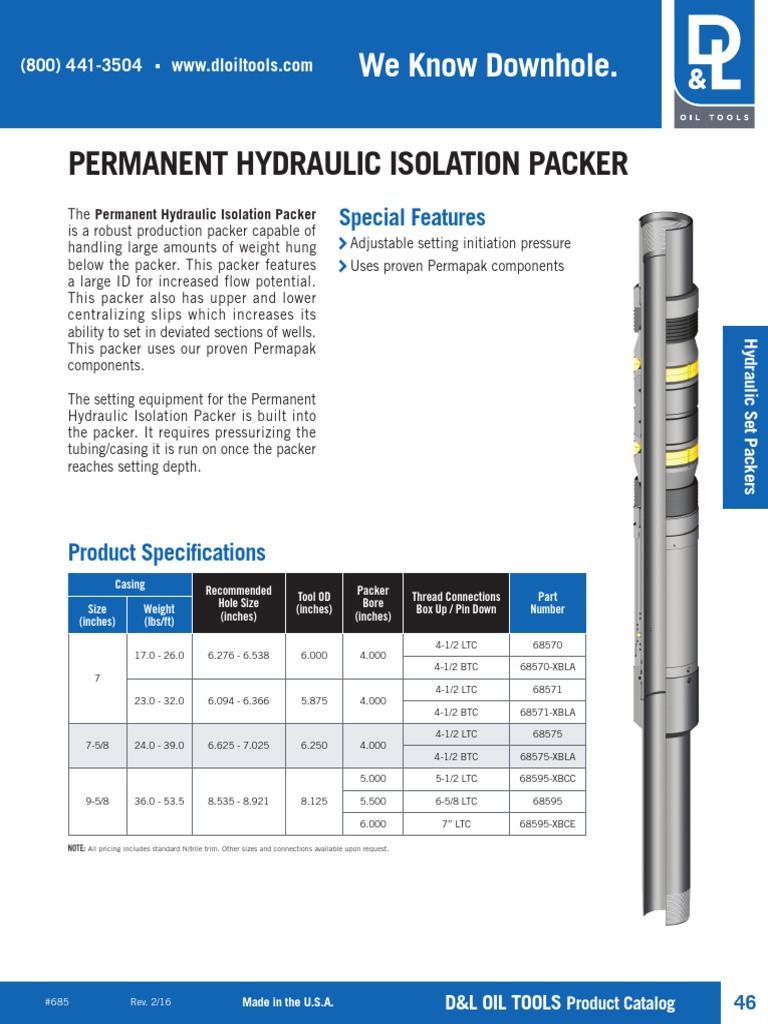 Permanent Hydraulic Isolation Packer 94843513 | PDF | Industrial ...