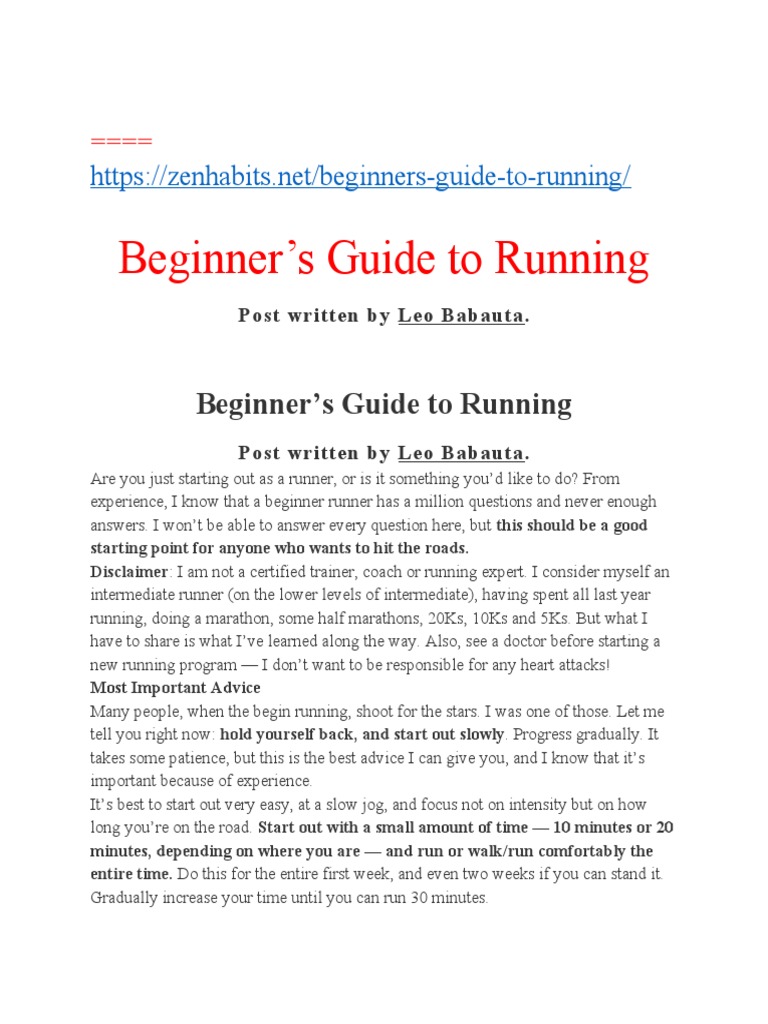 Beginner's Guide To Running | PDF